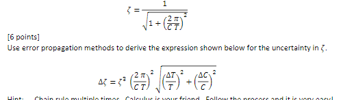 Solved 6 Points Use Error Propagation Methods To Derive 