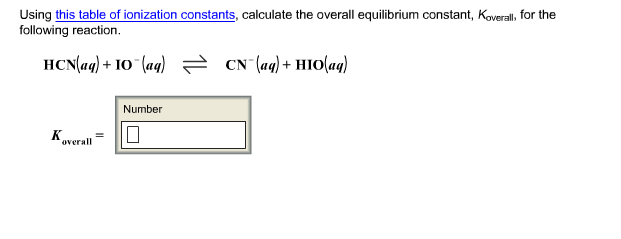 Solved Using this table of ionization constants, calculate | Chegg.com