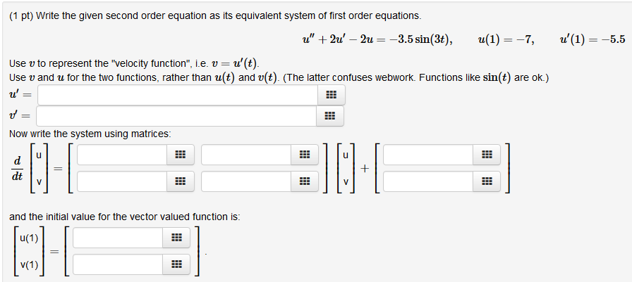 Solved Write the given second order equation as its | Chegg.com