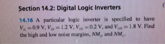 Solved Digital logic Inverters A particular logic inverter | Chegg.com