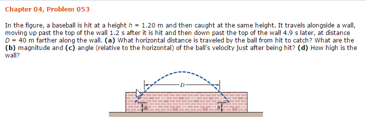 Solved In the figure, a baseball is hit at a height h = 1.20 | Chegg.com