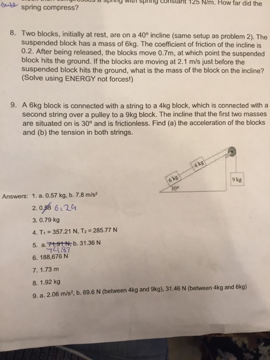 Solved 6kg block is connected with a string to a 4kg block, | Chegg.com