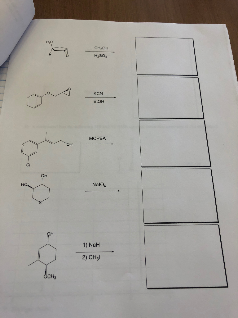 Solved H3C CH3OH H2SO4 KCN EtOH MCPBA ?? Cl ?? ?? NalO4 ?? | Chegg.com