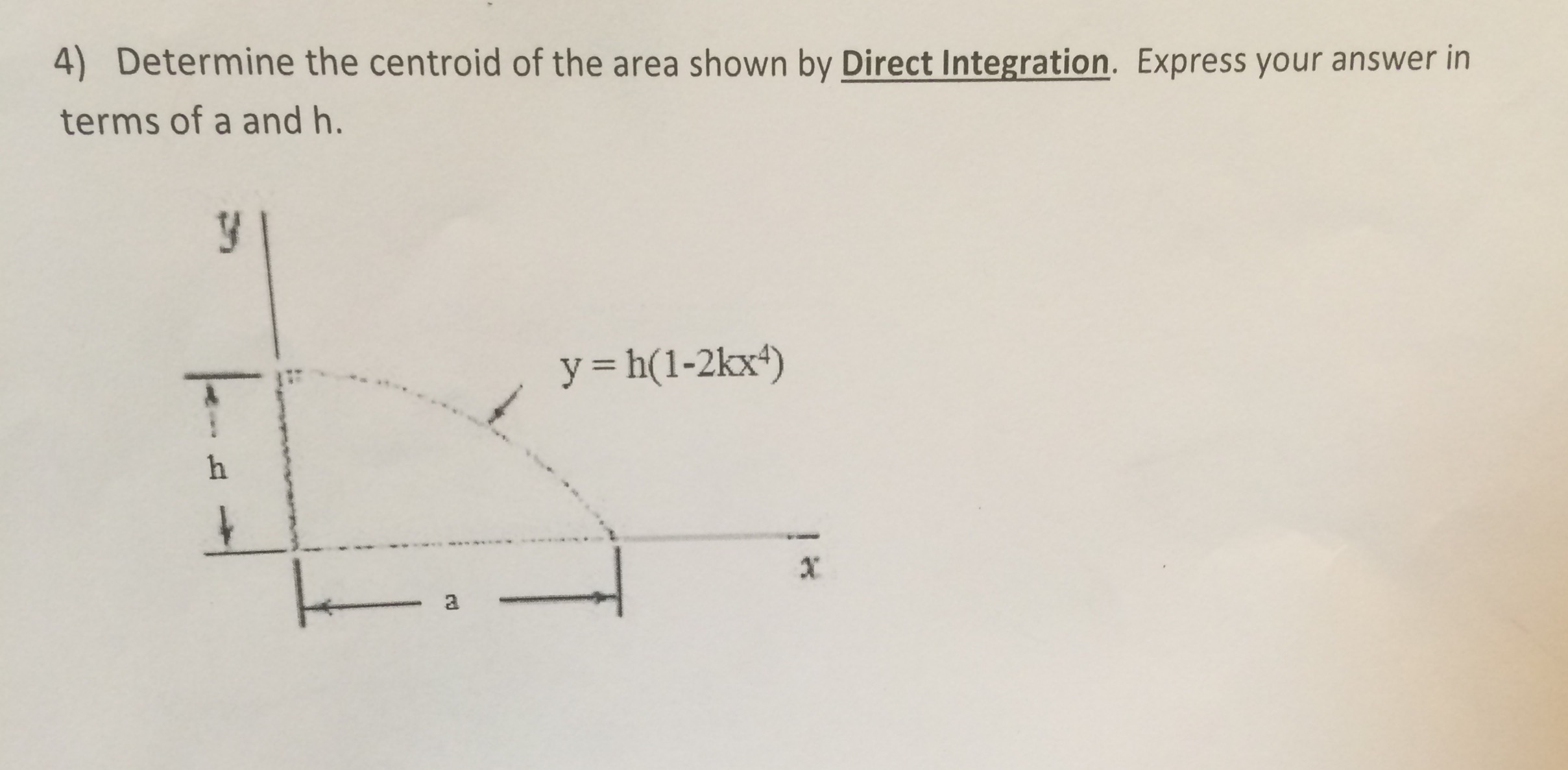 Solved Determine the centroid of the area shown by direct | Chegg.com