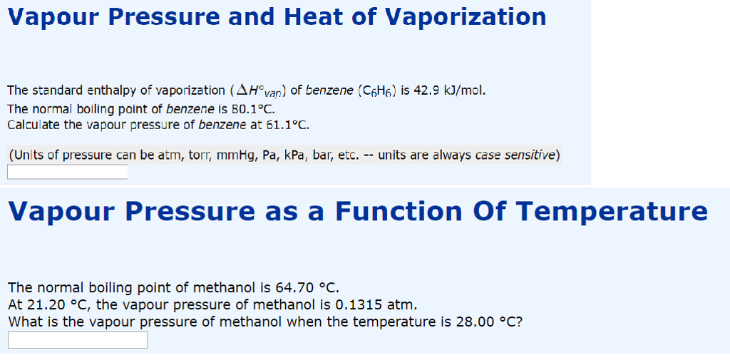 Solved Vapour Pressure and Heat of Vaporization The | Chegg.com