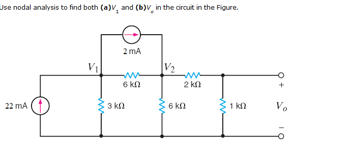 Solved Use nodal analysis to find both (a)V1 and (b)Vo in | Chegg.com