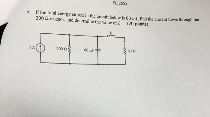 Solved If the total energy stored in the circuit below is 80 | Chegg.com