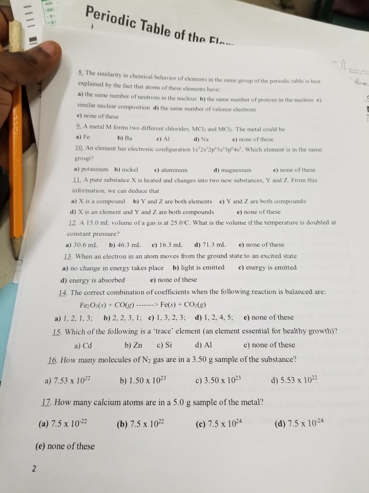Solved Periodic Table of the FI t0 S. The similarity in | Chegg.com