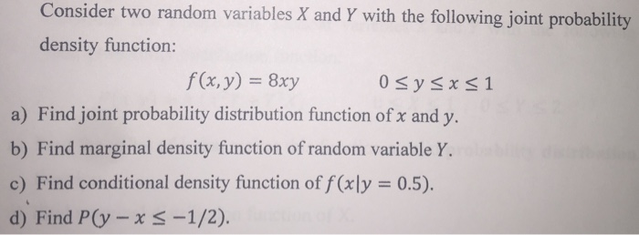 Solved Consider Two Random Variables X And Y With The