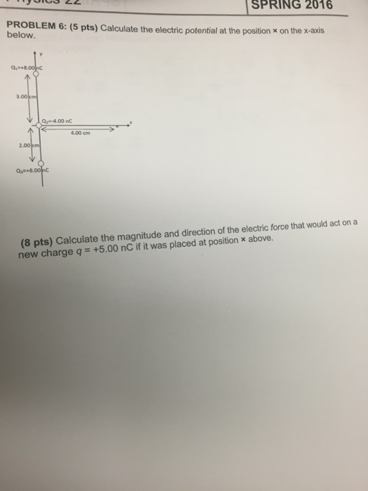 Solved SPRING 2016 PROBLEM 6: (5 pts) Calculate the electric | Chegg.com Solved SPRING 2016 PROBLEM 6: (5 pts) Calculate the electric | Chegg.com