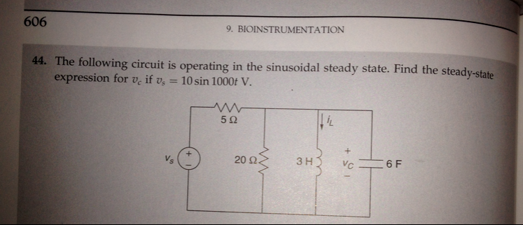 Solved The following circuit is operating in the sinusoidal | Chegg.com