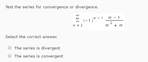 Solved Test the series for convergence or divergence. | Chegg.com
