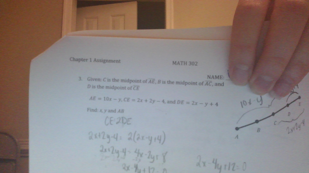 Solved Chapter 1 Assignment MATH 302 NAME: 3. Given: C is | Chegg.com