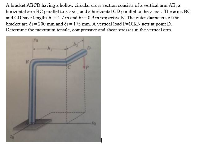 Solved A Bracket Abcd Having A Hollow Circular Cross Section