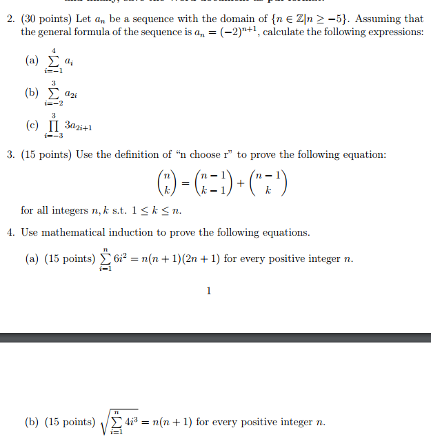 Solved 2. (30 points) Let an be a sequence with the domain | Chegg.com