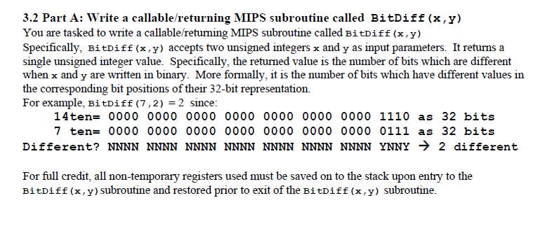 Solved Write A Callable Returning Mips Subroutine Called