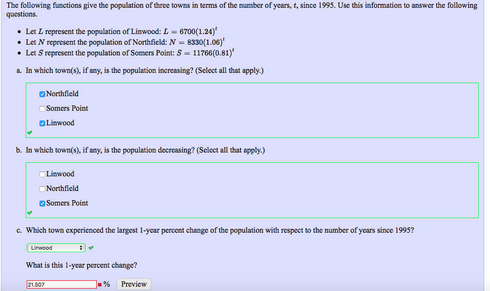 Solved The Following Functions Give The Population Of Three
