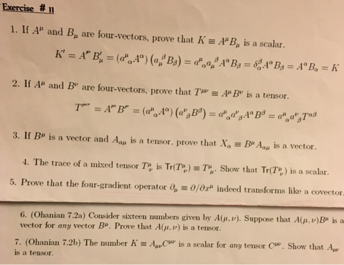 Solved If A^mu and B_mu are four-vectors, prove that K A^mu | Chegg.com