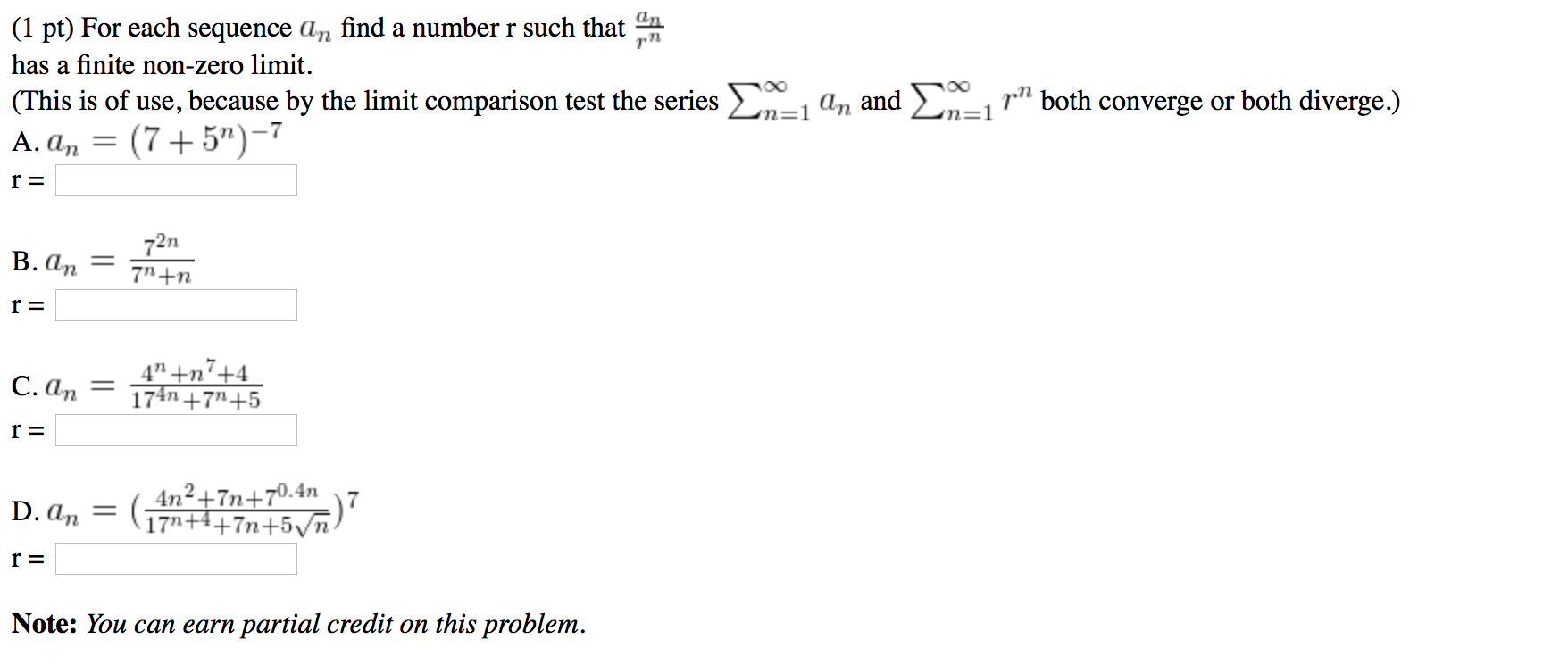Solved For each sequence a_n find a number r such that has a | Chegg.com