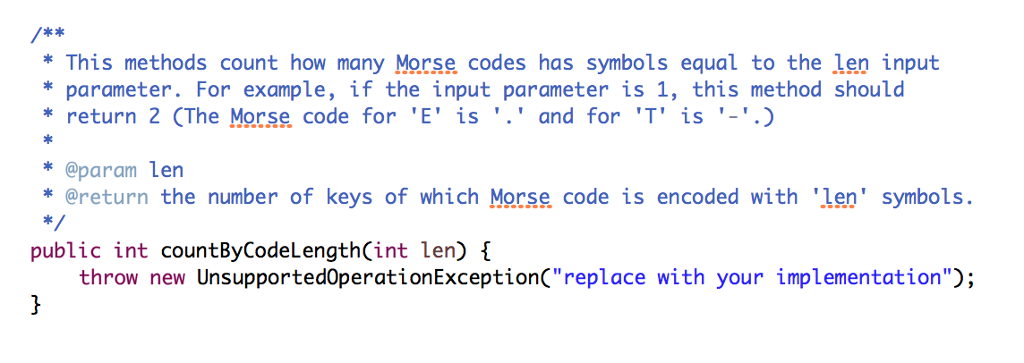 Solved * * This methods count how many Morse codes has | Chegg.com