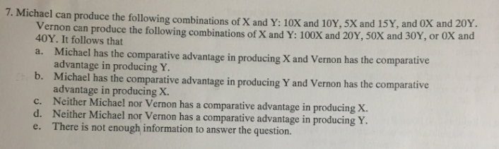 Solved 7. Michael can produce the following combinations of | Chegg.com
