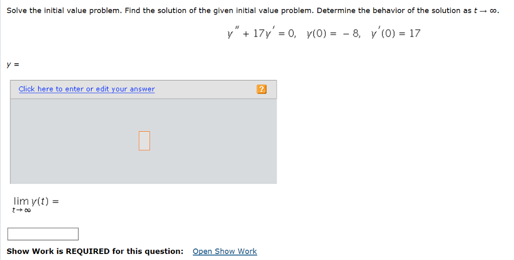 Solved Solve The Initial Value Problem Find The Solution Of