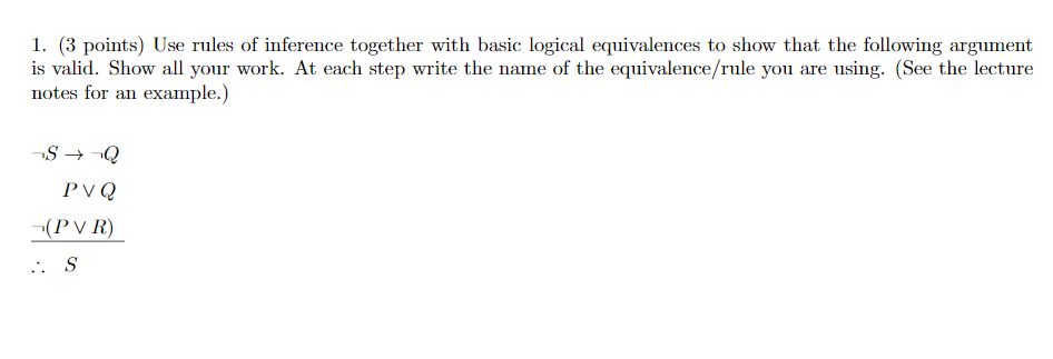 Solved followring 1. (3 points) Use rules of inference | Chegg.com