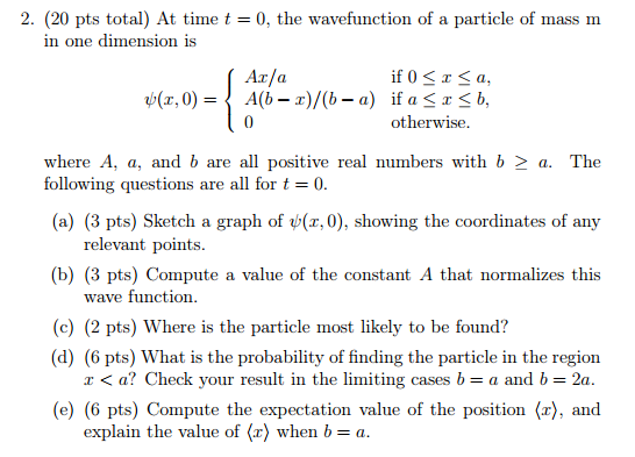Solved At time t = 0, the wavefunction of a particle of mass | Chegg.com