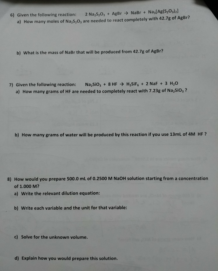 Solved ⑤OJI S203)2] 6) Given the following reaction: 2 | Chegg.com