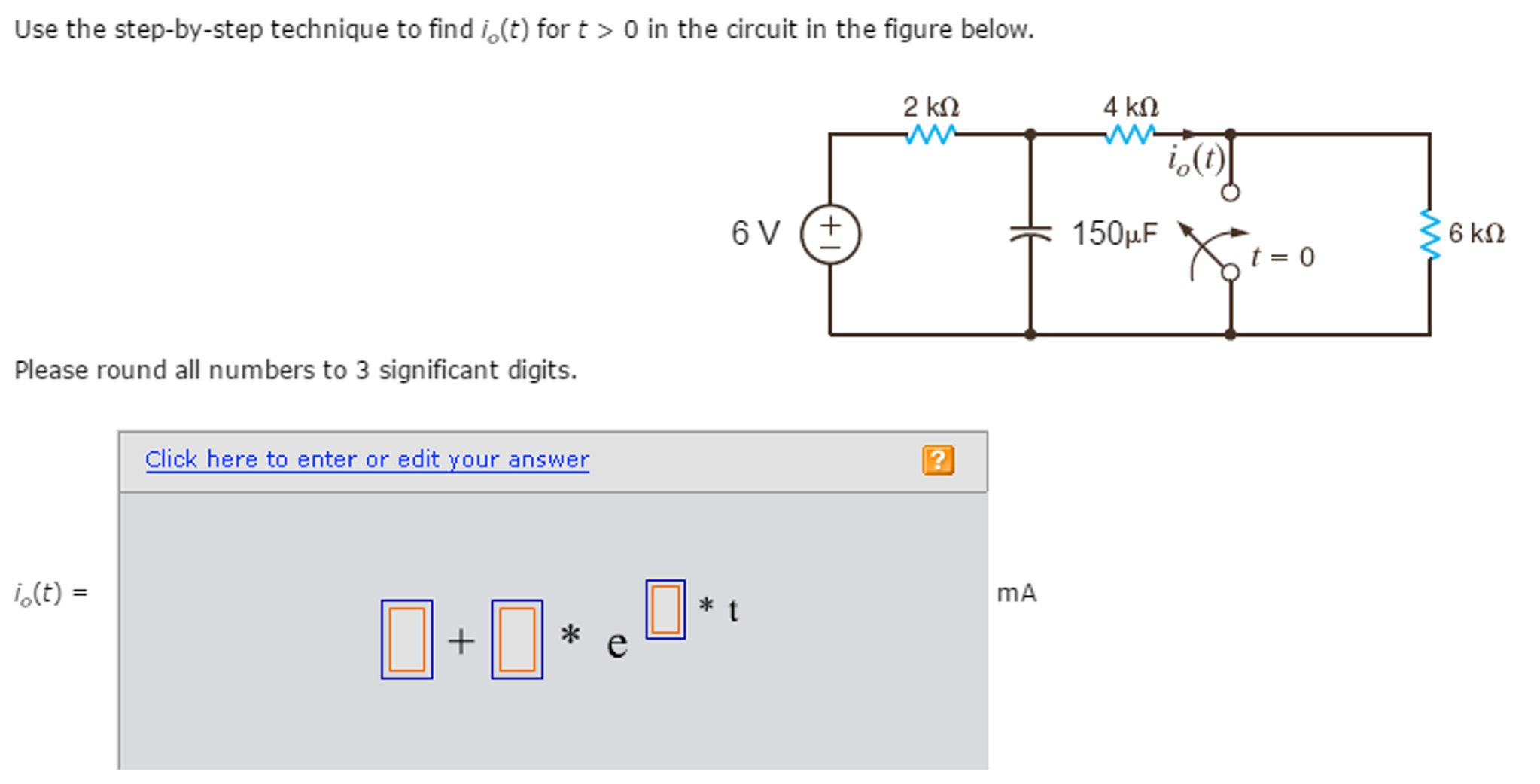 Solved Use the step-by-step technique to find io(t) for t > | Chegg.com