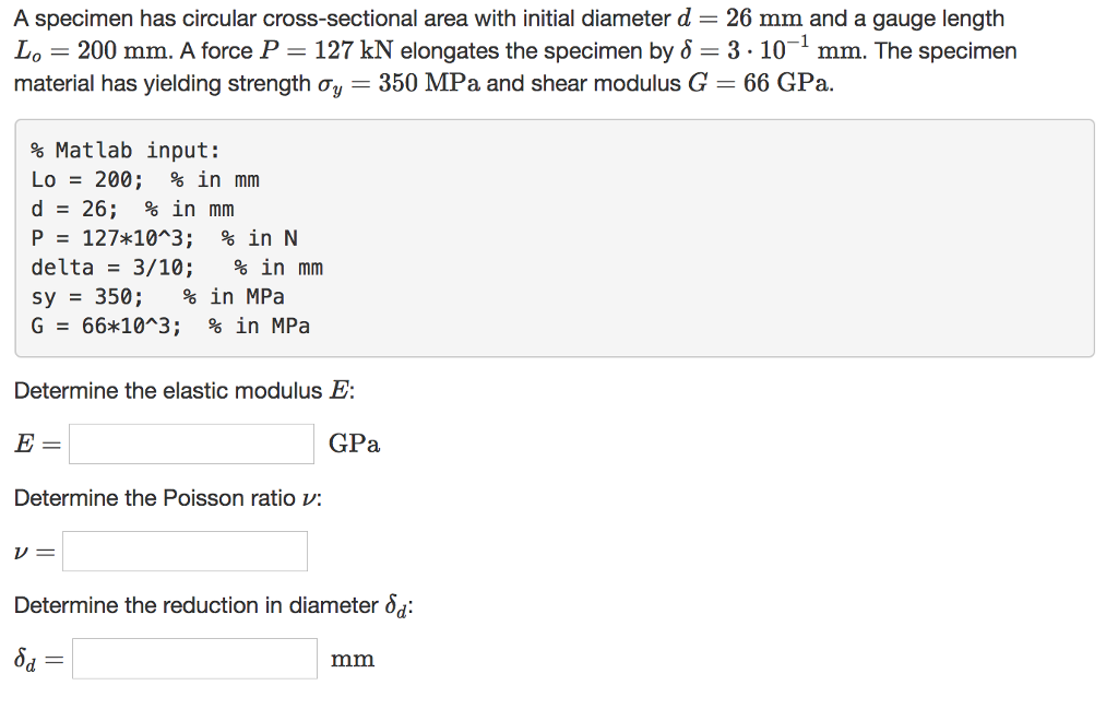 Solved A specimen has circular cross-sectional area with | Chegg.com