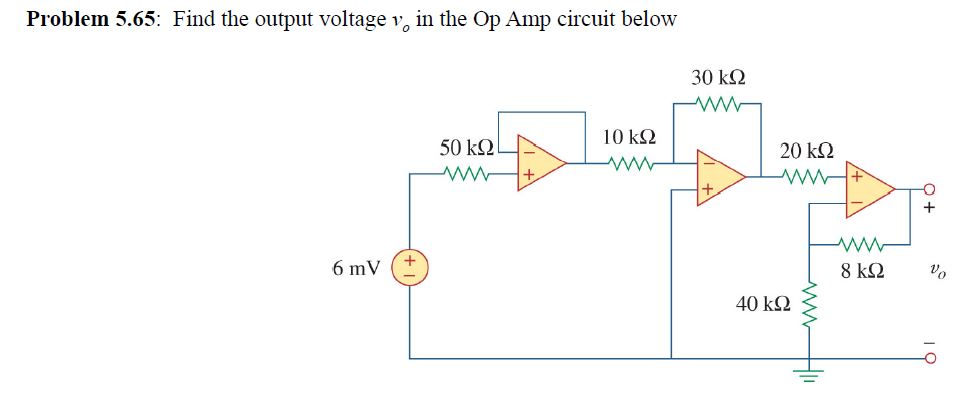 Solved Problem 5.65: Find the output voltage vo in the Op | Chegg.com