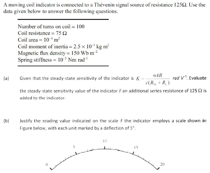 Solved A moving coil indicator is connected to a Thevenin | Chegg.com