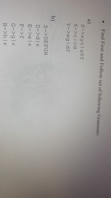 Solved Find First and Follow set of following Grammars a) | Chegg.com