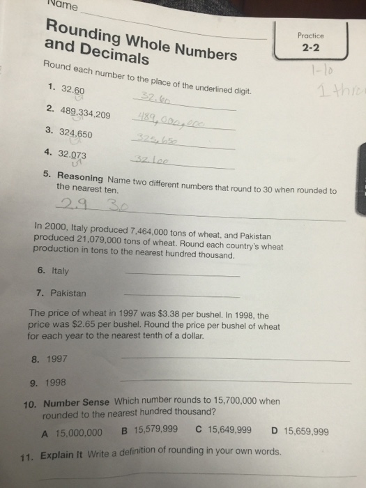 Solved Practice Estimating Sums and 2-3 Differences 7.0 1o, | Chegg.com