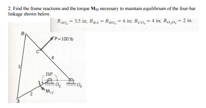 Solved Find the frame reactions and the torque M_12 | Chegg.com