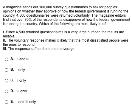 Solved A magazine sends out 100,000 survey questionnaires to | Chegg.com
