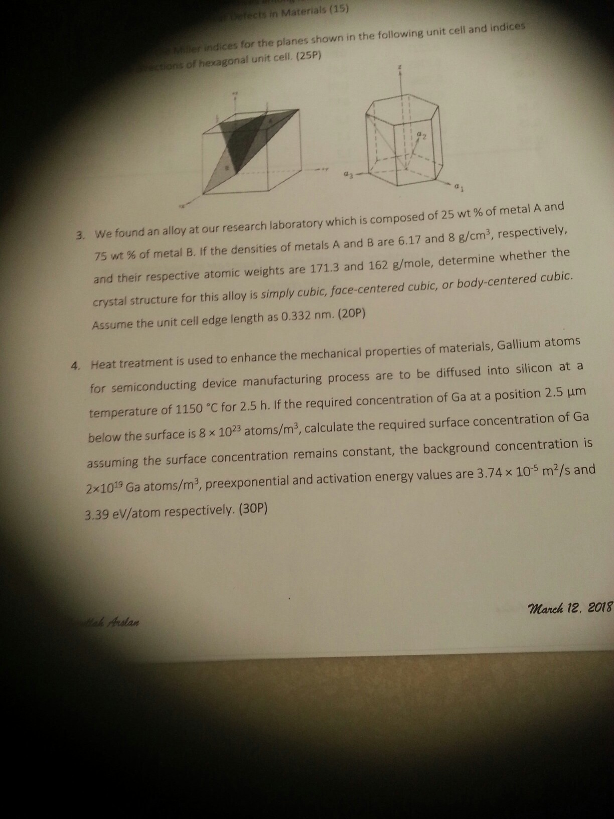 Solved in Materials (15) indices for the planes shown in the | Chegg.com