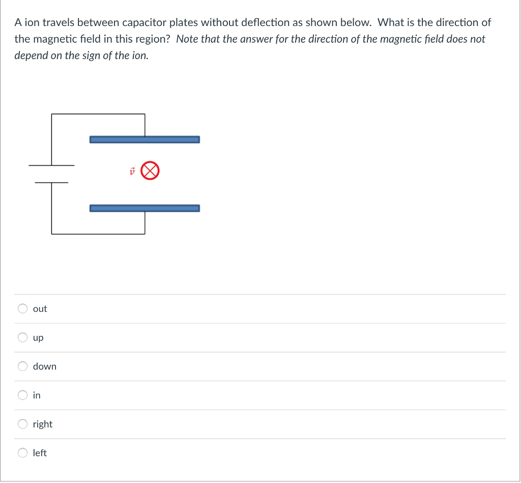 Solved A ion travels between capacitor plates without | Chegg.com