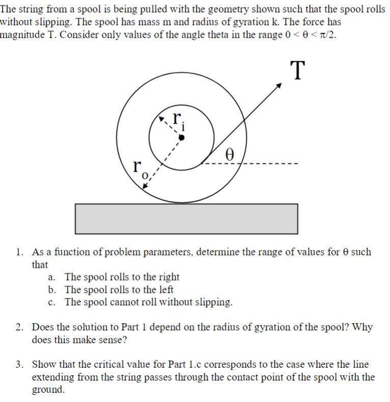 Solved The string from a spool is being pulled with the | Chegg.com