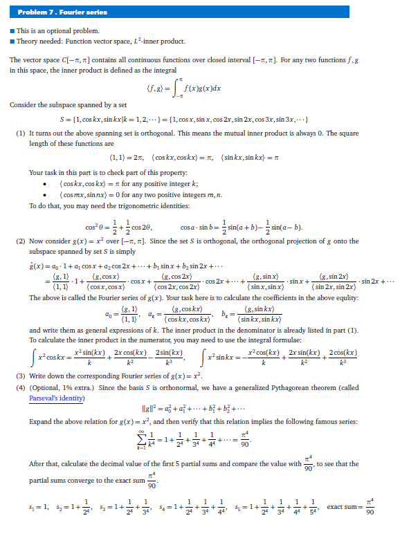 Solved This is an optional problem. Theory needed: Function | Chegg.com