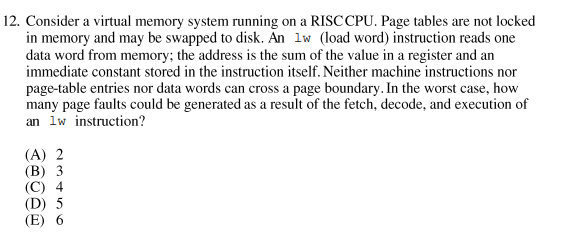 Solved 12. Consider a virtual memory system running on a | Chegg.com