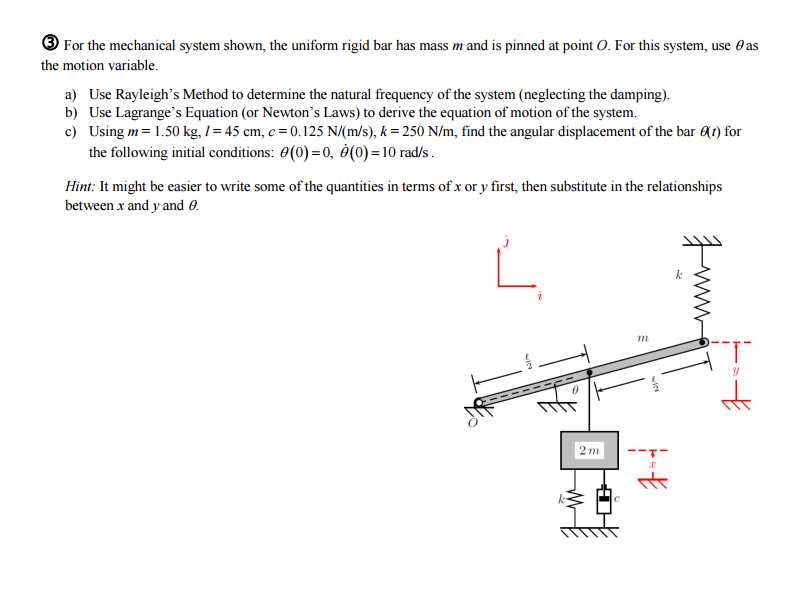 Solved For the mechanical system shown, the uniform rigid | Chegg.com