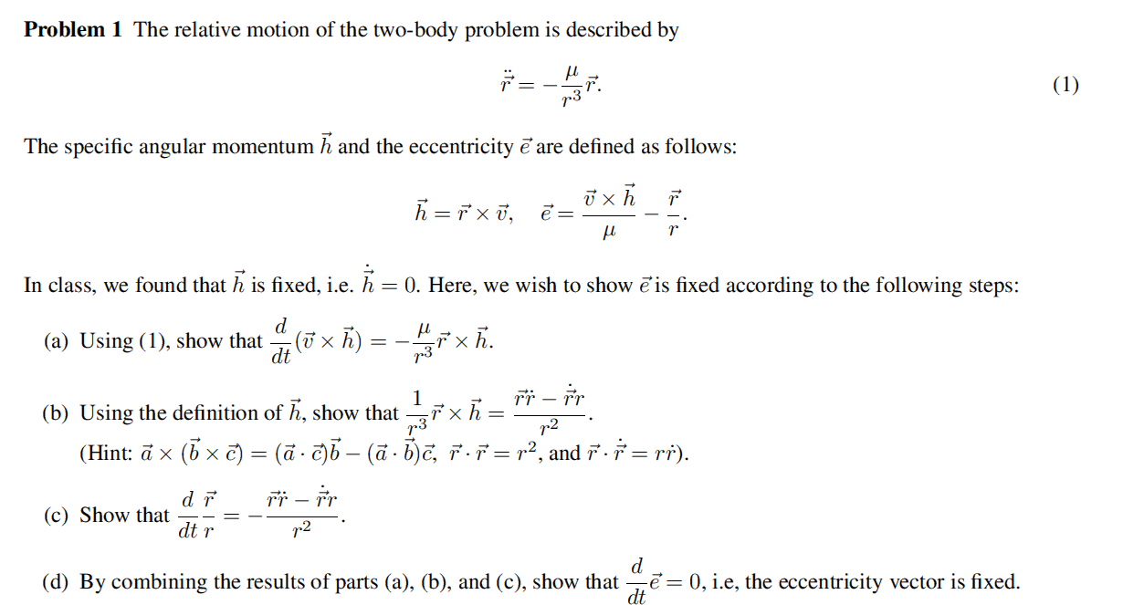 The relative motion of the two-body problem is | Chegg.com