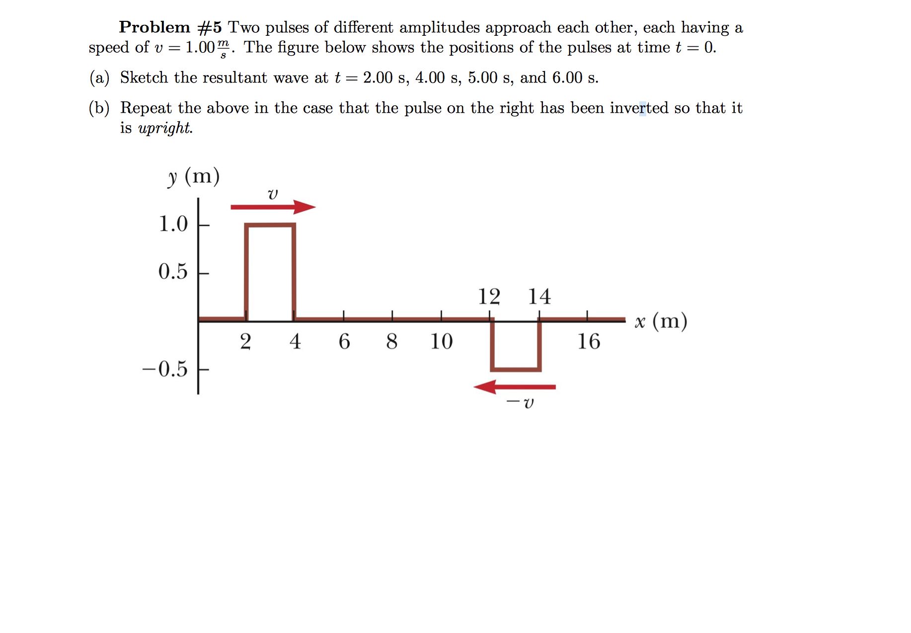 Solved Two pulses of different amplitudes approach each | Chegg.com
