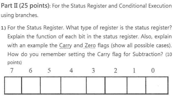 Solved Part II (25 points): For the Status Register and | Chegg.com