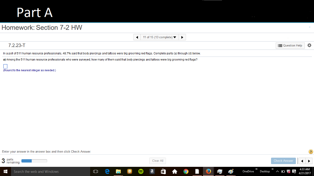 Solved Part A Homework: Section 7-2 HW 11 of 15 (13 | Chegg.com Solved Part A Homework: Section 7-2 HW 11 of 15 (13 | Chegg.com