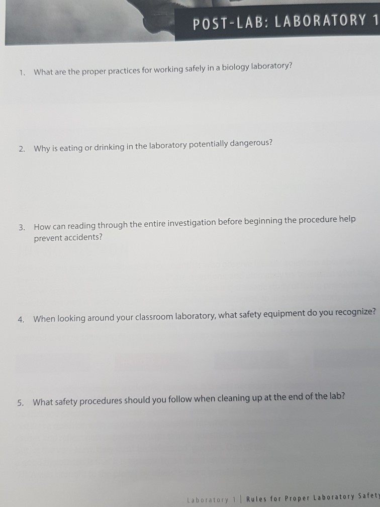 Solved POST-LAB: LABORATORY 1 1. What are the proper | Chegg.com