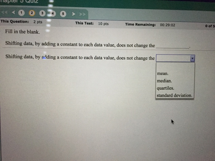 Solved Shifting data, by adding a constant to each data | Chegg.com