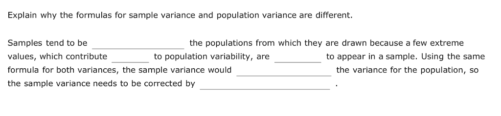 Solved Explain why the formulas for sample variance and | Chegg.com